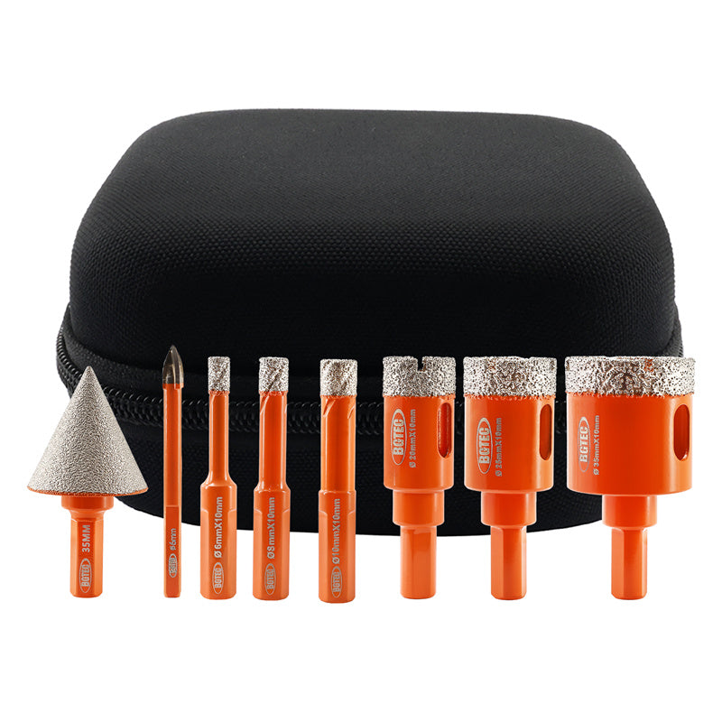 BGTEC Diamond Core Drill Bit Set/8Pcs 6/8/20/25/35mm Drill Bit+35mm ...