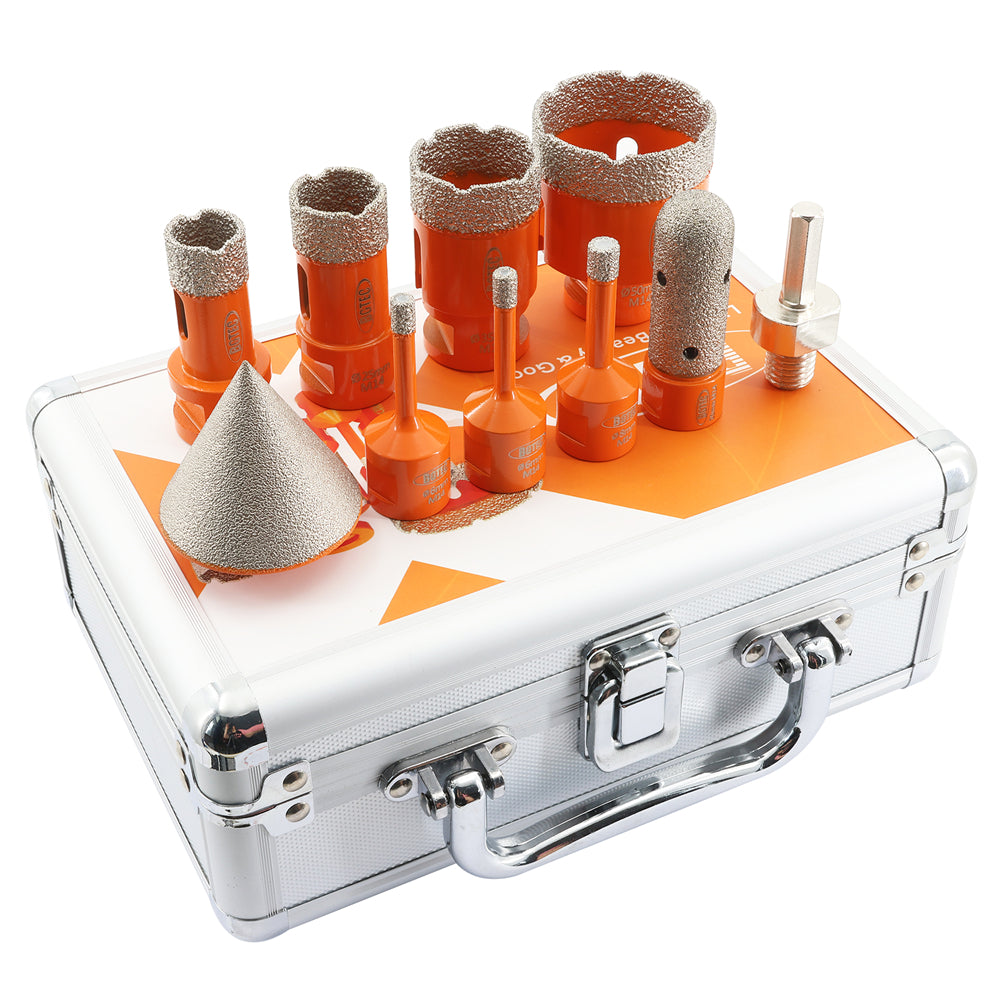 BGTEC Diamond Drill Core Bits 10pcs/set With Box Granite Marble Ceramic ...
